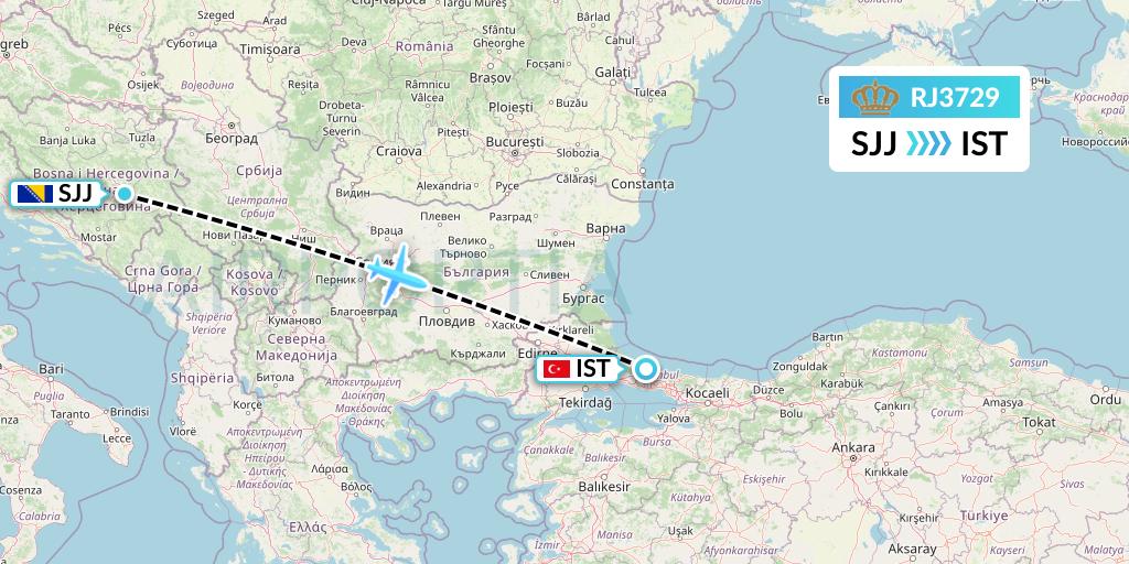 RJ3729 Flight Status Royal Jordanian: Sarajevo to Istanbul (RJA3729)