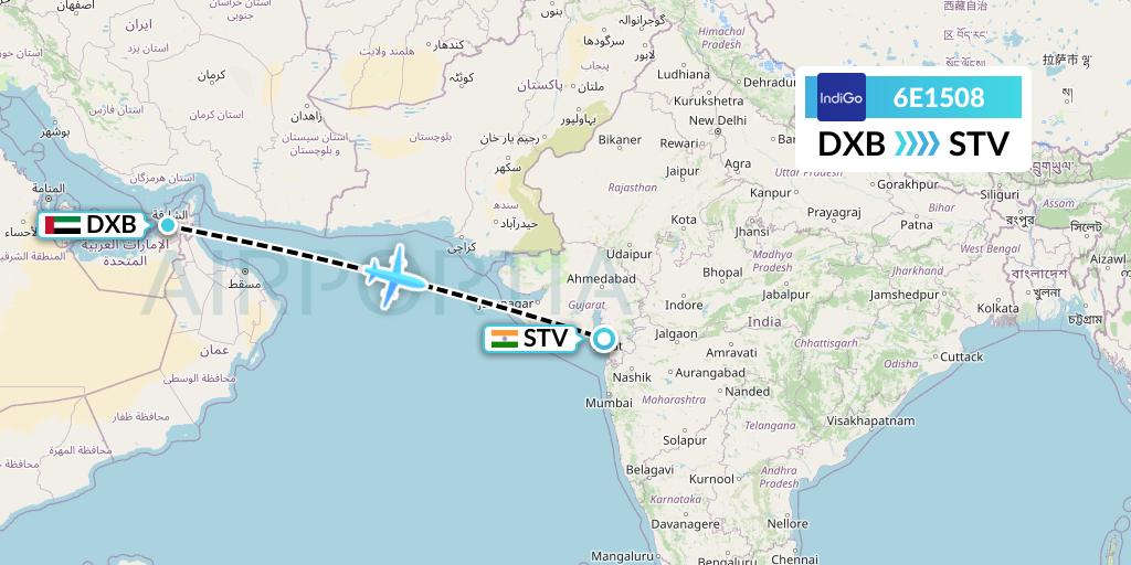 6E1508 Flight Status IndiGo Airlines: Dubai to Surat (IGO1508)