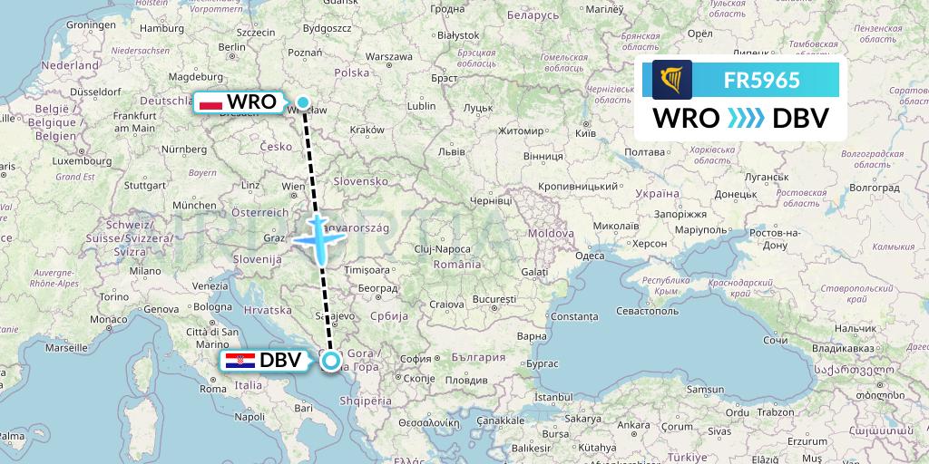 FR5965 Flight Status Ryanair: Wroclaw to Dubrovnik (RYR5965)