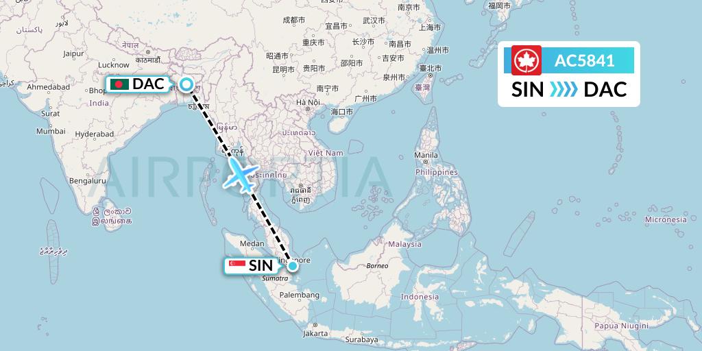 AC5841 Flight Status Air Canada: Singapore to Dhaka (ACA5841)