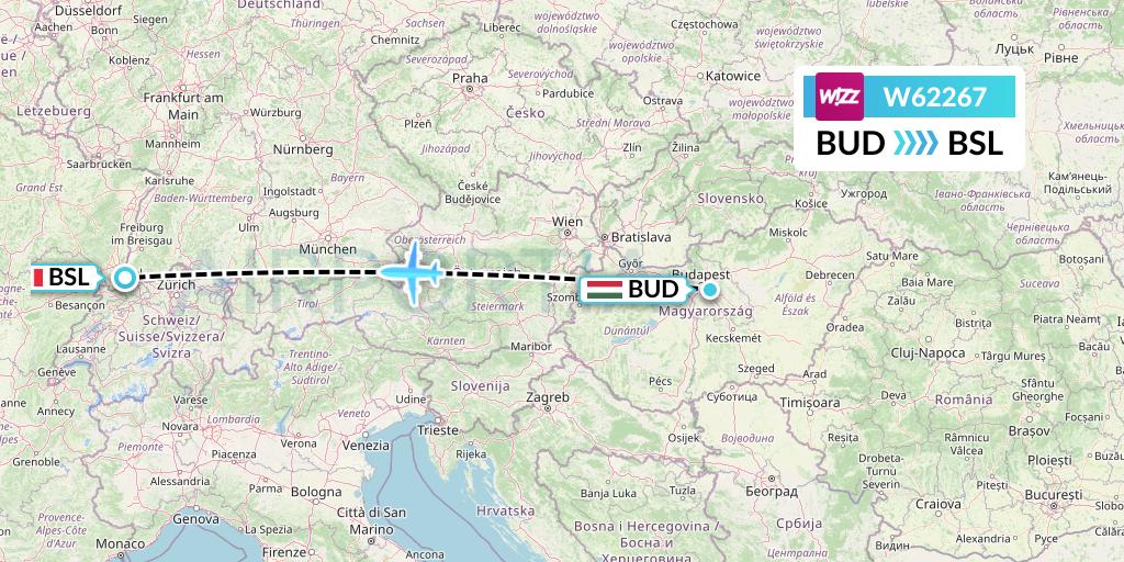 W62267 Flight Status Wizz Air: Budapest to Basel (WZZ2267)