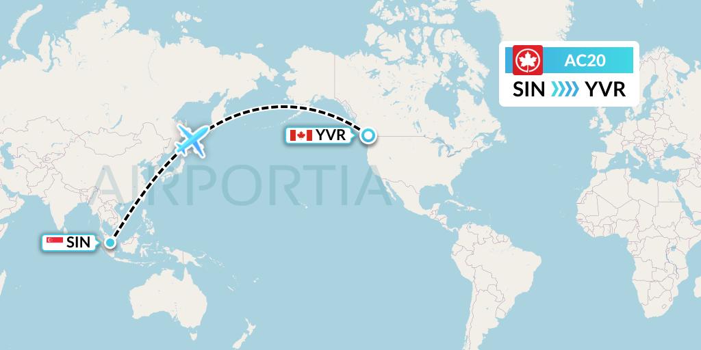 AC20 Flight Status Air Canada: Singapore to Vancouver (ACA20)