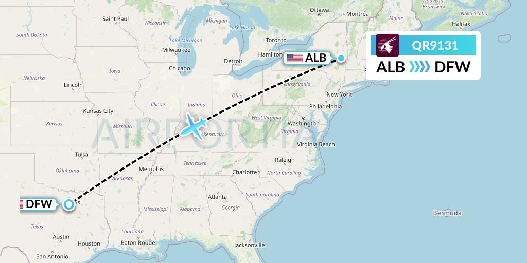 QR9131 Flight Status Qatar Airways: Albany to Dallas (QTR9131)