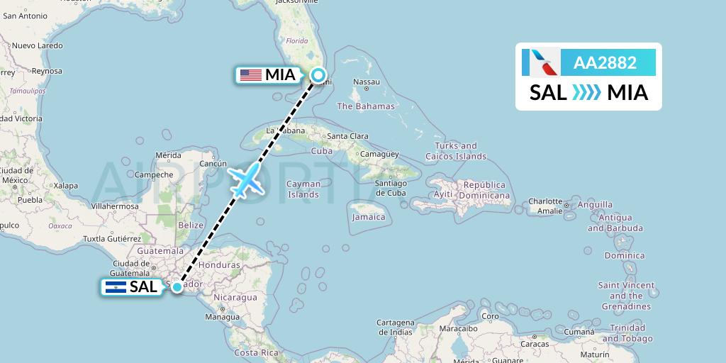 AA2882 Flight Status American Airlines: San Salvador to Miami (AAL2882)