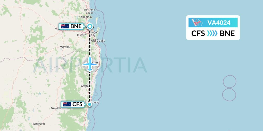 VA4024 Flight Status Virgin Australia: Coffs Harbour to Brisbane (VOZ4024)