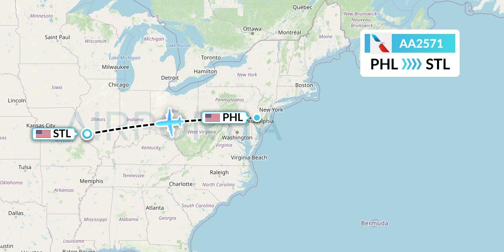 AA2571 Flight Status American Airlines: Philadelphia to St. Louis (AAL2571)