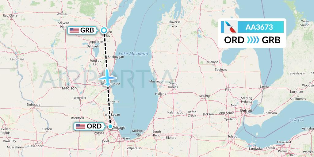 AA3673 Flight Status American Airlines: Chicago to Green Bay (AAL3673)