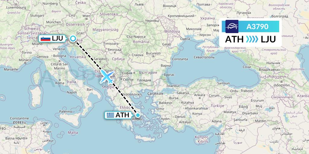 A3790 Flight Status Aegean Airlines: Athens to Ljubljana (AEE790)