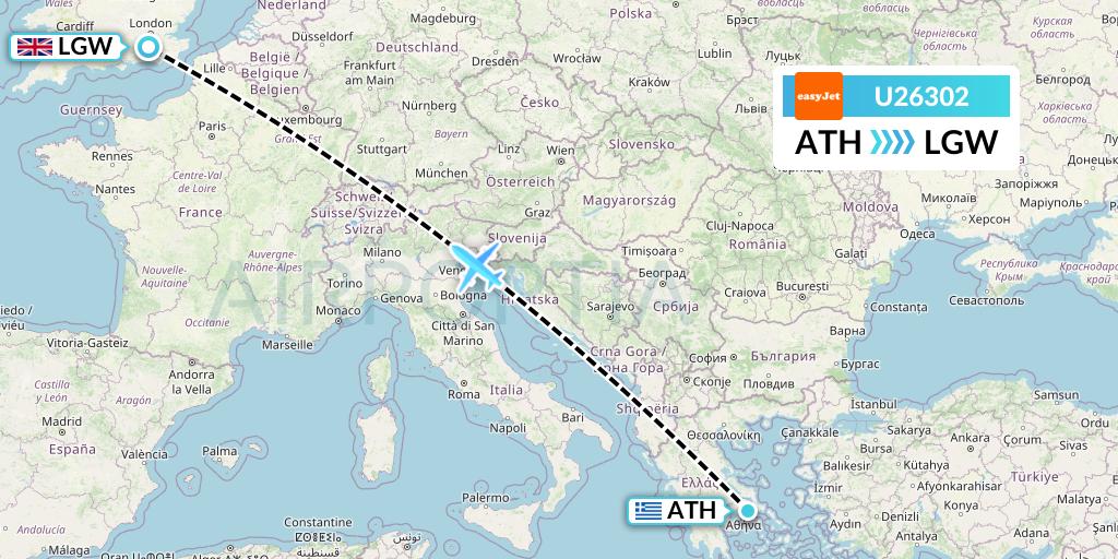 U26302 Flight Status EasyJet: Athens to London (EZY6302)