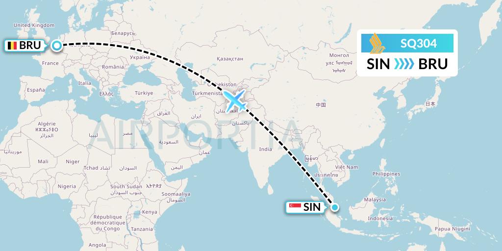 SQ304 Flight Status Singapore Airlines: Singapore to Brussels (SIA304)