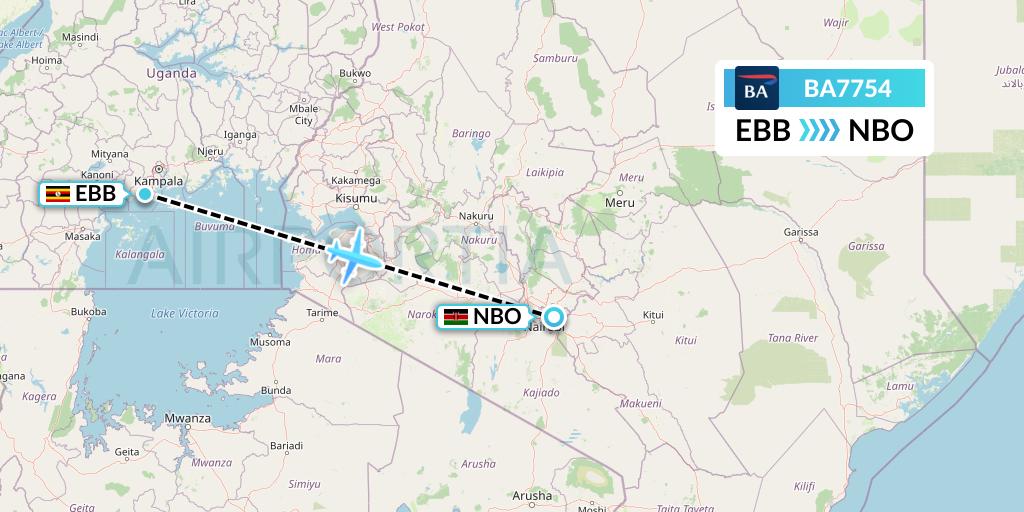 BA7754 Flight Status British Airways: Entebbe to Nairobi (BAW7754)