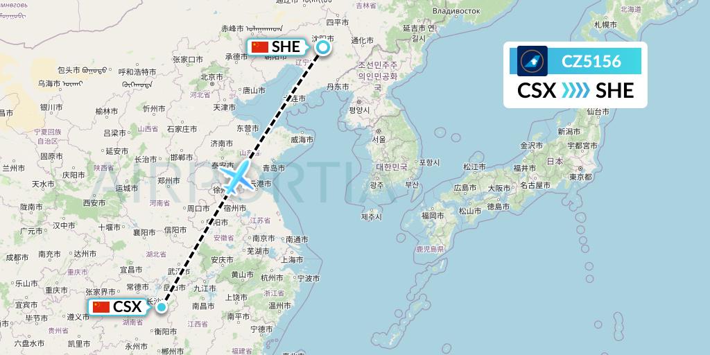 CZ5156 Flight Status China Southern Airlines: Changsha to Shenyang ...