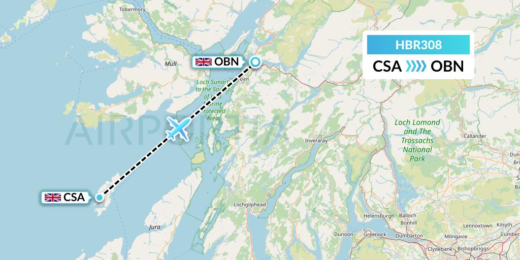 HBR308 Flight Status Hebridean Air Services: Colonsay to North Connel