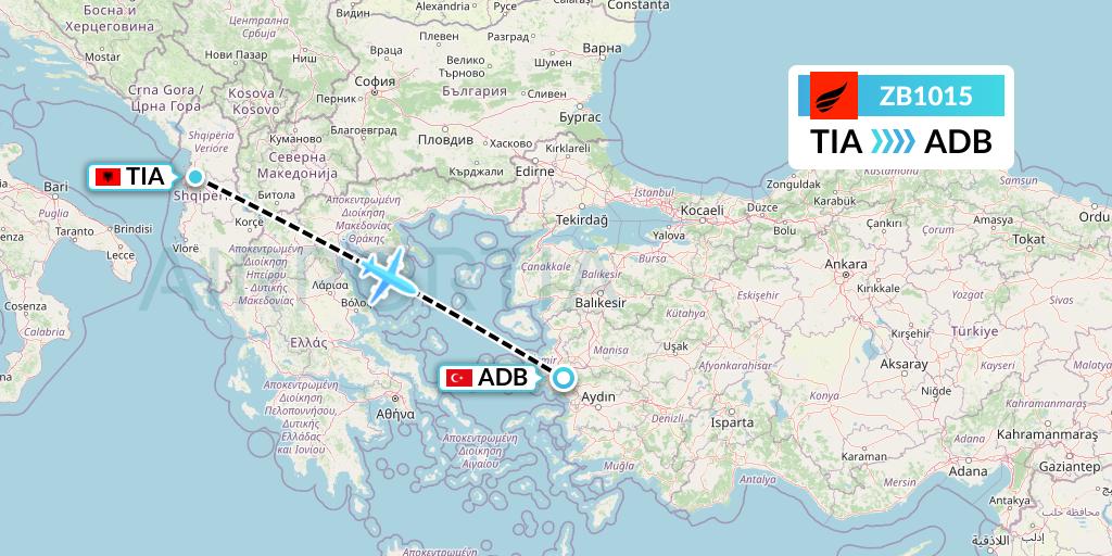 ZB1015 Flight Status Air Albania: Tirana to Izmir (ABN1015)