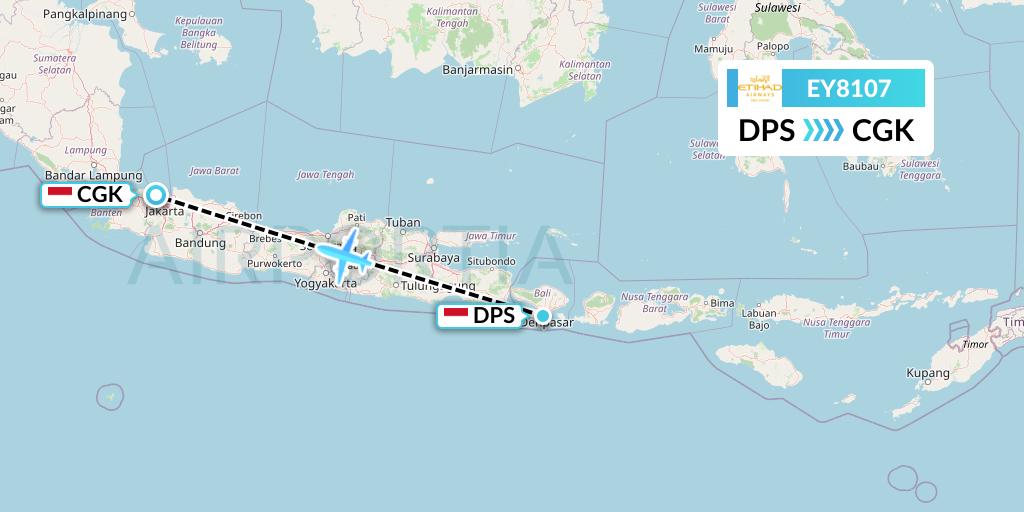EY8107 Flight Status Etihad Airways: Denpasar to Jakarta (ETD8107)