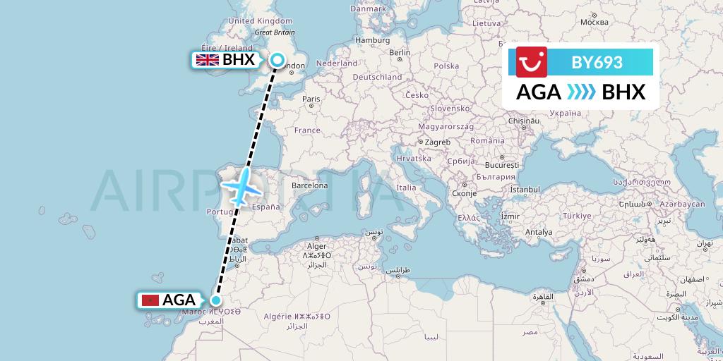 BY693 Flight Status TUI Airways: Agadir to Birmingham (TOM693)