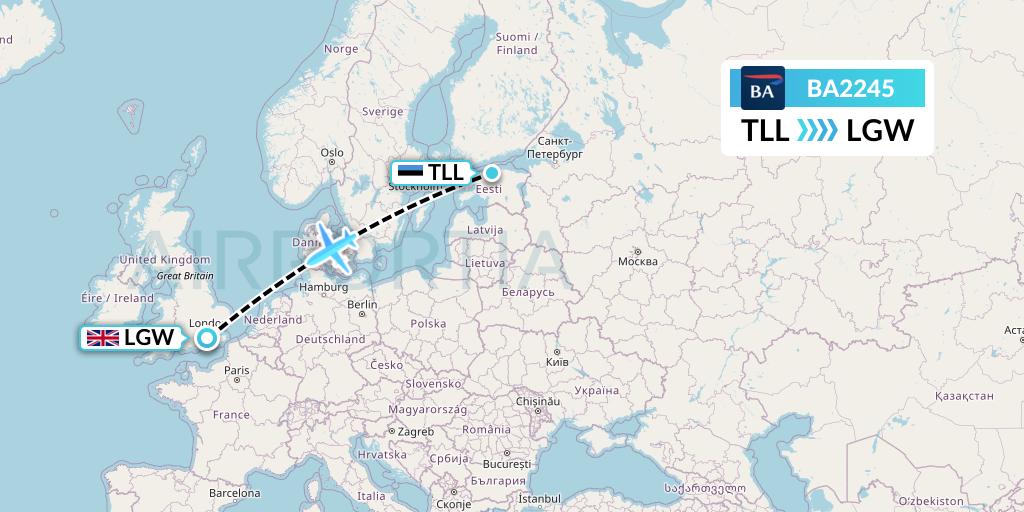 BA2245 Flight Status British Airways: Tallinn to London (BAW2245)