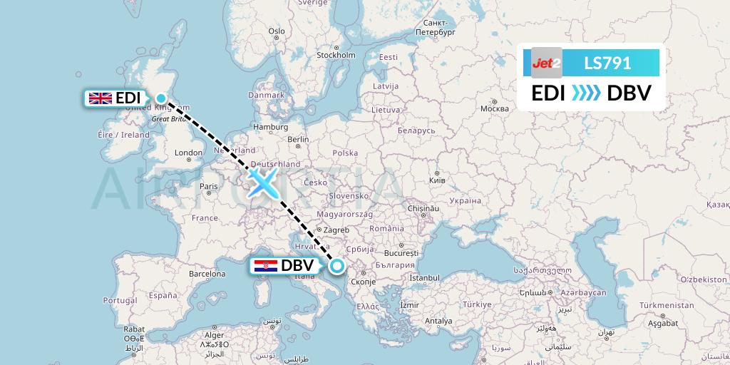 LS791 Flight Status Jet2: Edinburgh to Dubrovnik (EXS791)