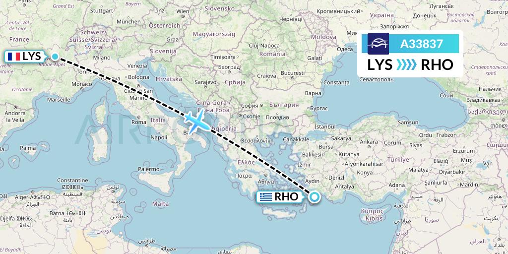 A33837 Flight Status Aegean Airlines: Lyon to Rhodes (AEE3837)