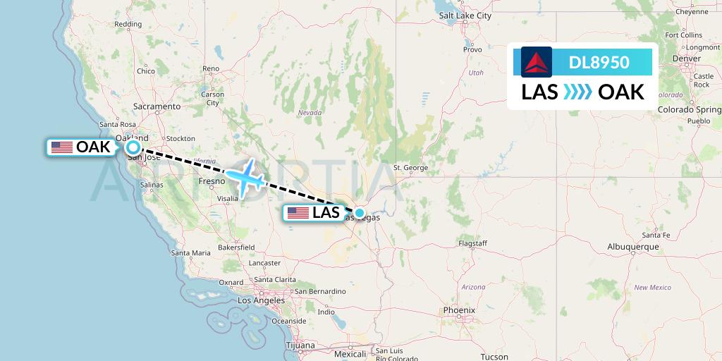 DL8950 Flight Status Delta Air Lines: Las Vegas to Oakland (DAL8950)