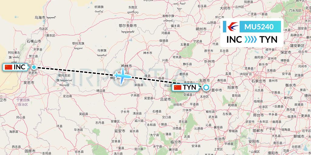 MU5240 Flight Status China Eastern Airlines: Yinchuan to Taiyuan (CES5240)