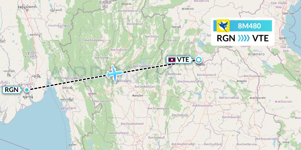 8M480 Flight Status Myanmar Airways International: Yangon to Vientiane ...