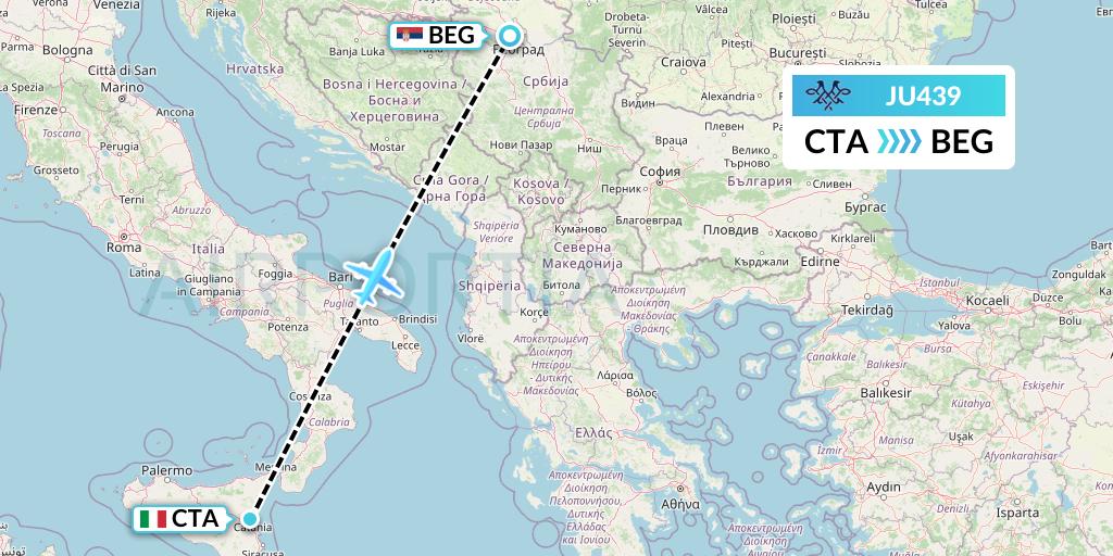 JU439 Flight Status AirSERBIA: Catania to Belgrade (ASL439)