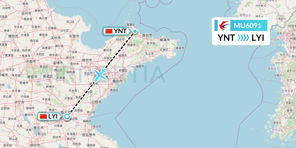 MU6091 Flight Status China Eastern Airlines: Yantai to Linyi (CES6091)