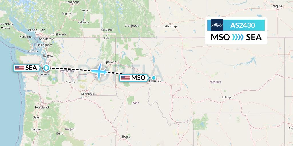 AS2430 Flight Status Alaska Airlines: Missoula to Seattle (ASA2430)
