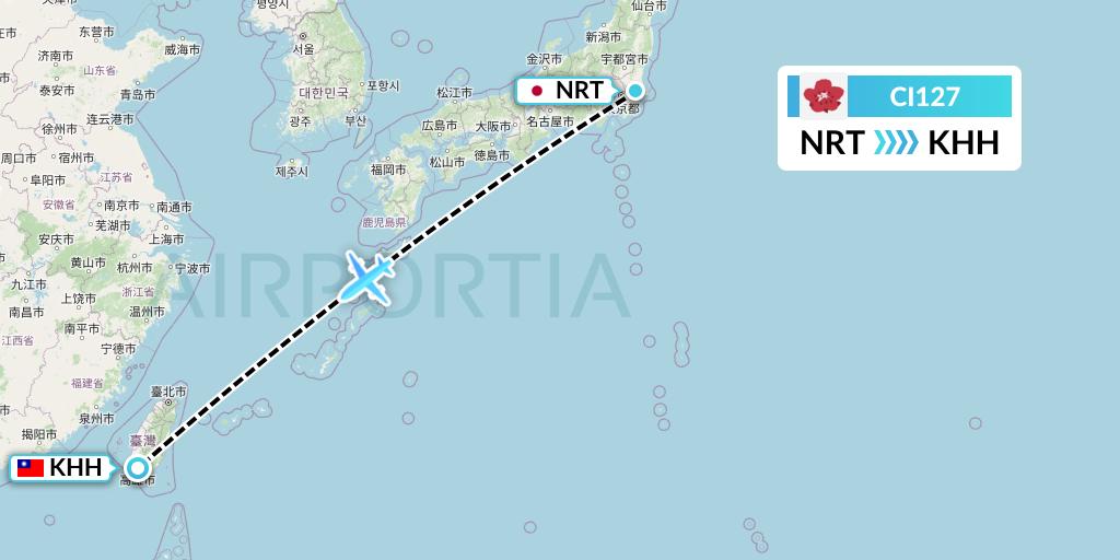 CI127 Flight Status China Airlines: Tokyo to Kaohsiung (CAL127)