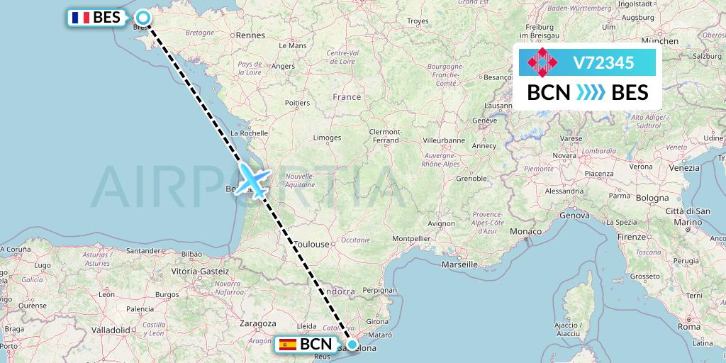 V72345 Flight Status Volotea: Barcelona to Brest (VOE2345)