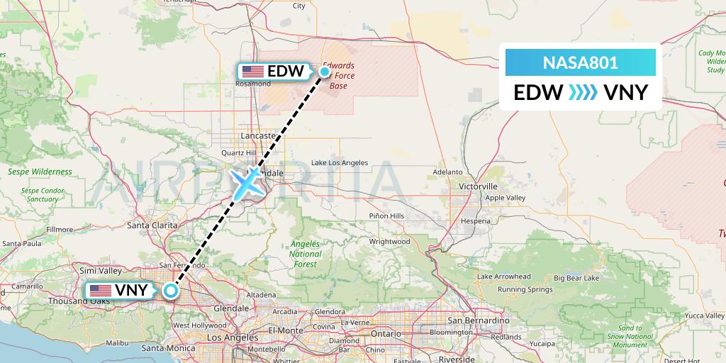 NASA801 Flight Status Nasair: Edwards AFB to Van Nuys (UEA801)
