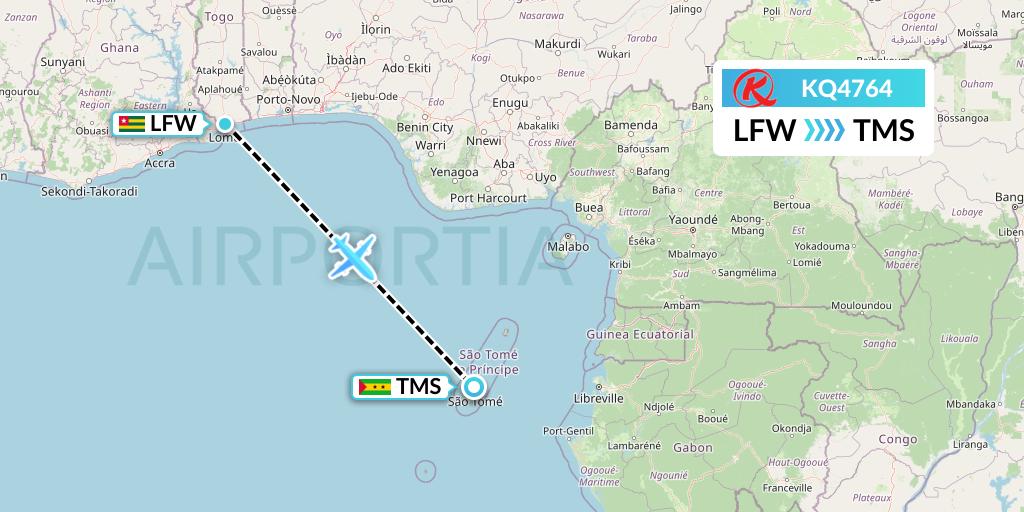 KQ4764 Flight Status Kenya Airways: Lome to Sao Tome (KQA4764)