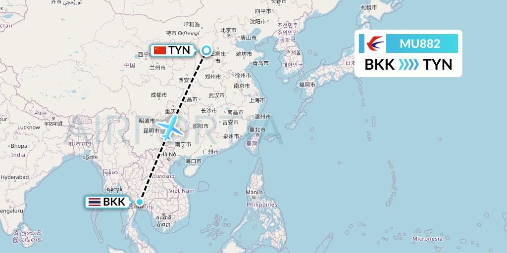 MU882 Flight Status China Eastern Airlines: Bangkok to Taiyuan (CES882)