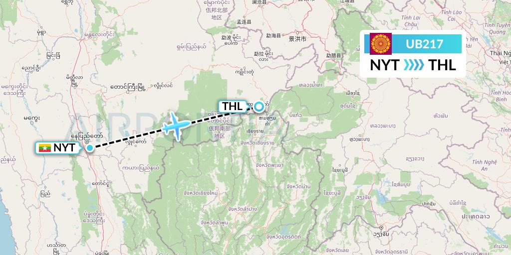 UB217 Flight Status Myanmar National Airlines: Naypyidaw to Tachilek ...
