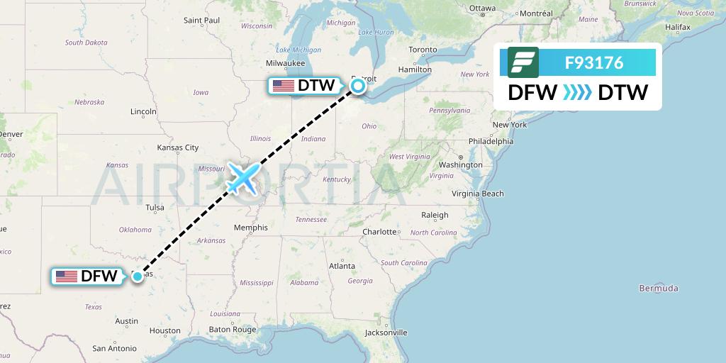 F93176 Flight Status Frontier Airlines: Dallas to Detroit (FFT3176)