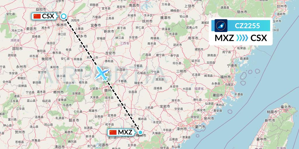 CZ2255 Flight Status China Southern Airlines: Meixian to Changsha (CSN2255)
