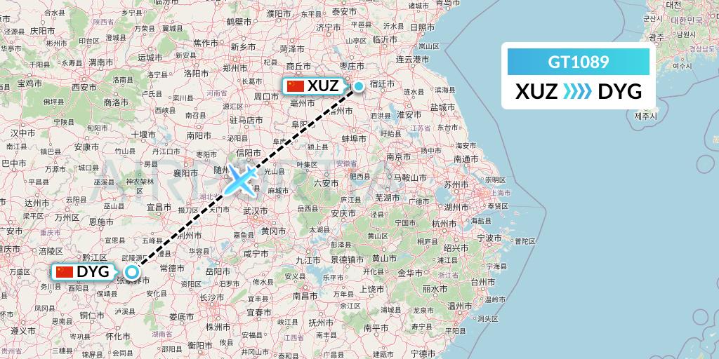 GT1089 Flight Status Air Guilin: Xuzhou to Dayong (CGH1089)