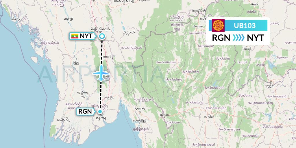 UB103 Flight Status Myanmar National Airlines: Yangon to Naypyidaw (UBA103)