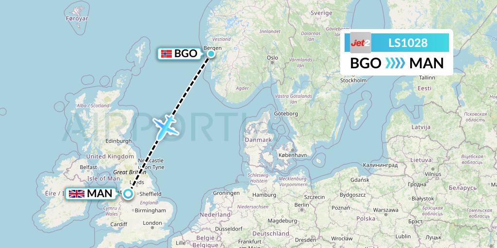 LS1028 Flight Status Jet2: Bergen to Manchester (EXS1028)