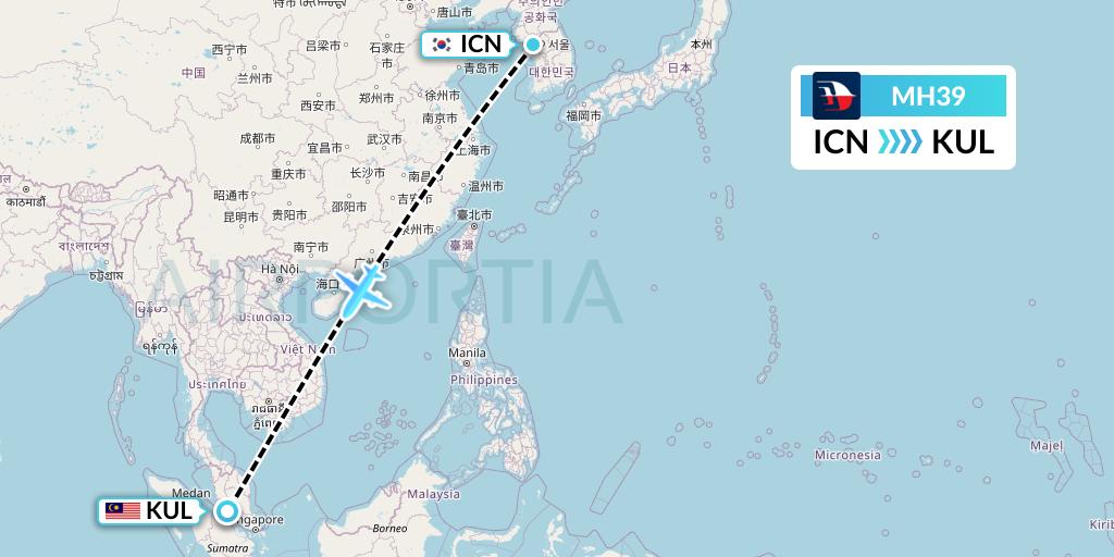 MH39 Flight Status Malaysia Airlines: Seoul to Kuala Lumpur (MAS39)