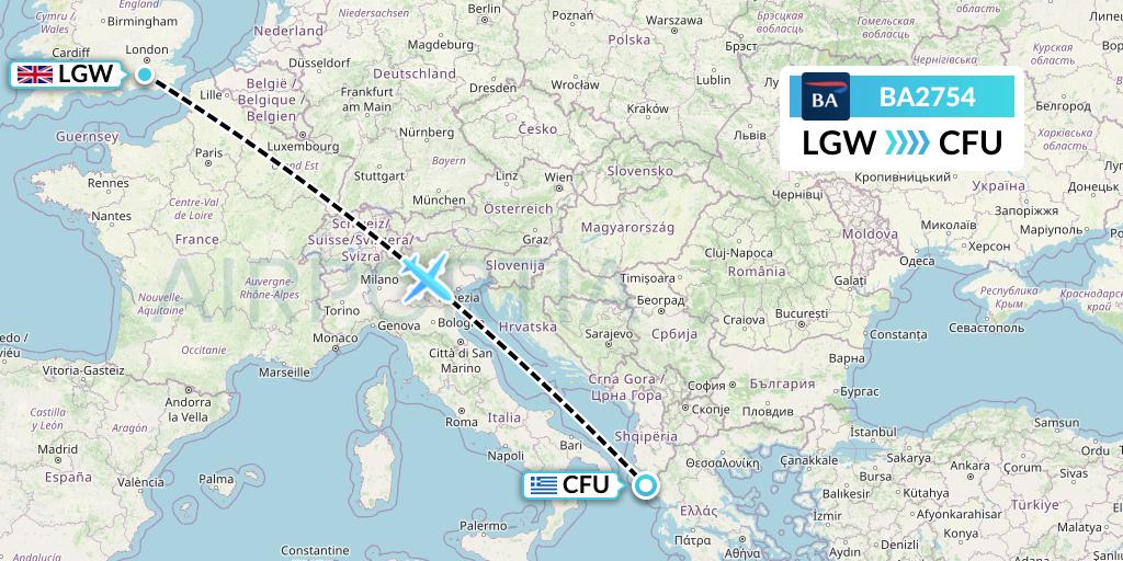 BA2754 Flight Status British Airways: London to Corfu (BAW2754)