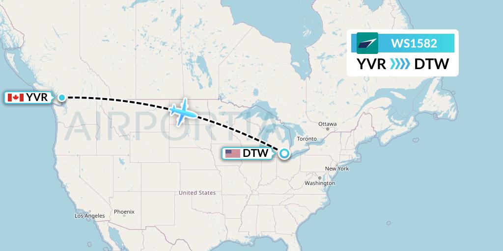 WS1582 Flight Status WestJet: Vancouver to Detroit (WJA1582)