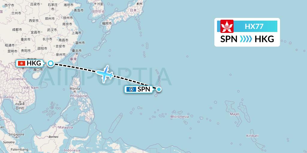 HX77 Flight Status Hong Kong Airlines: Saipan to Hong Kong (CRK77)