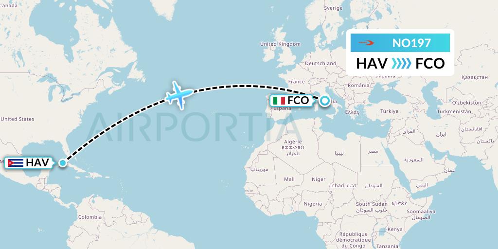 NO197 Flight Status Neos: Havana to Rome (NOS197)