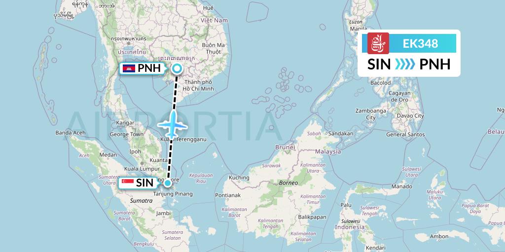 EK348 Flight Status Emirates: Singapore to Phnom Penh (UAE348)