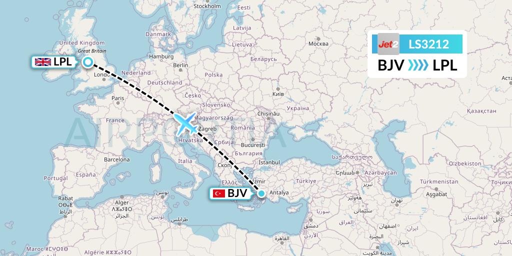 LS3212 Flight Status Jet2: Bodrum to Liverpool (EXS3212)