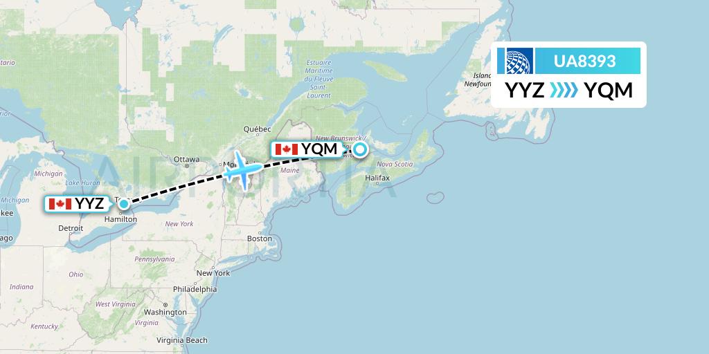UA8393 Flight Status United Airlines: Toronto to Moncton (UAL8393)
