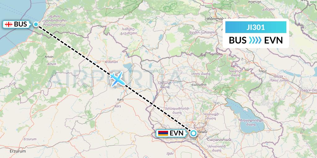 JI301 Flight Status Armenian Airlines: Batumi to Yerevan (AAG301)