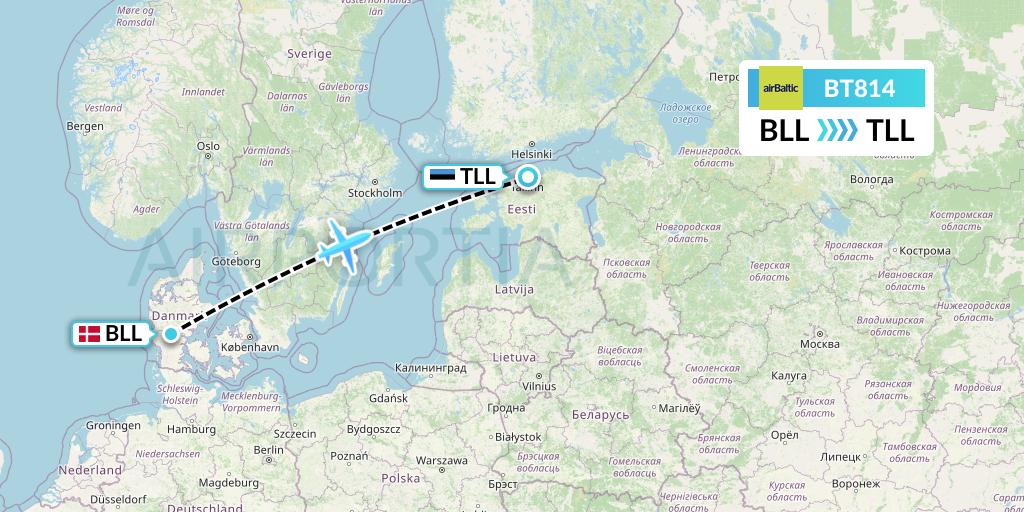 BT814 Flight Status Air Baltic: Billund to Tallinn (BTI814)